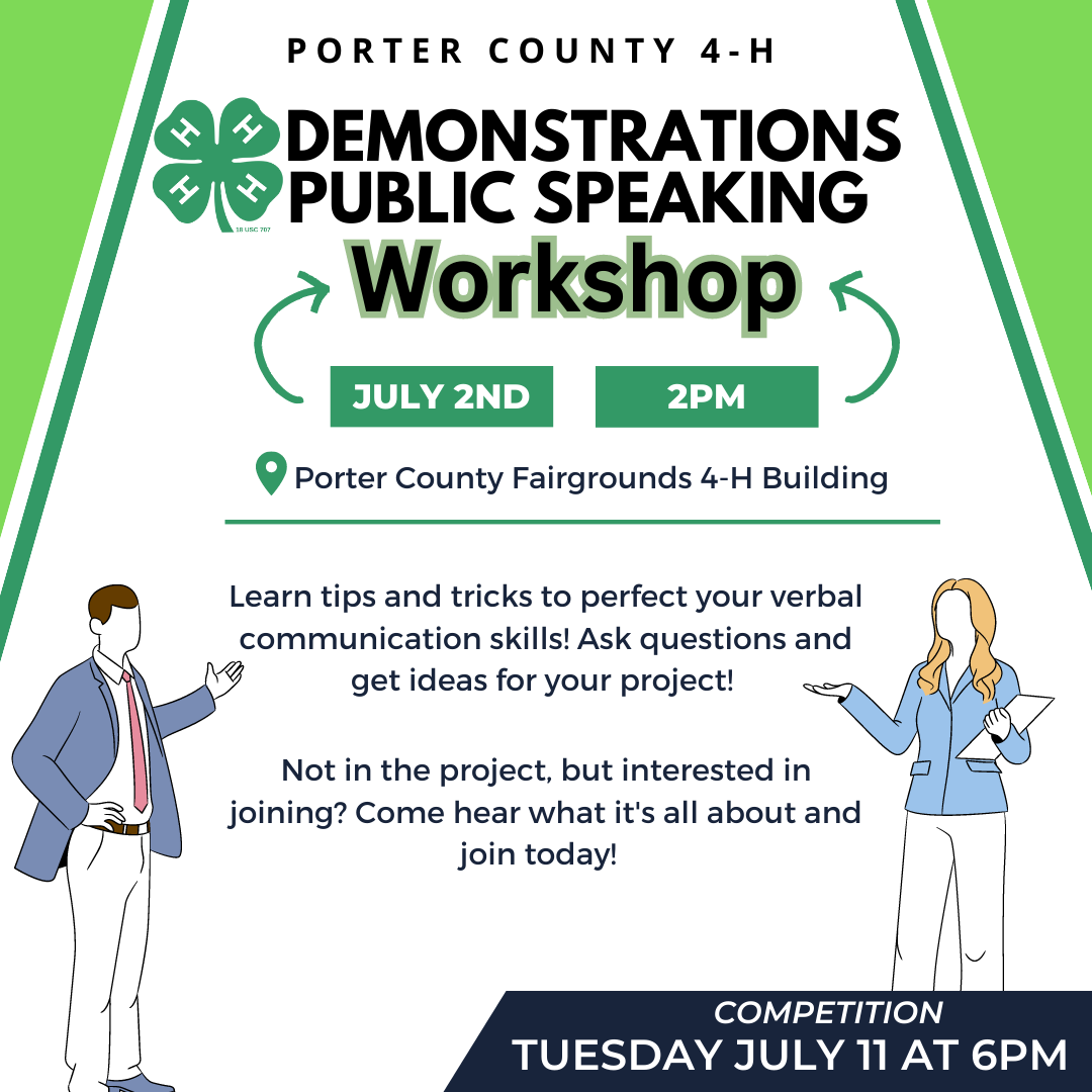 Demonstration/Public Speaking Workshop – Porter County 4-H Hub