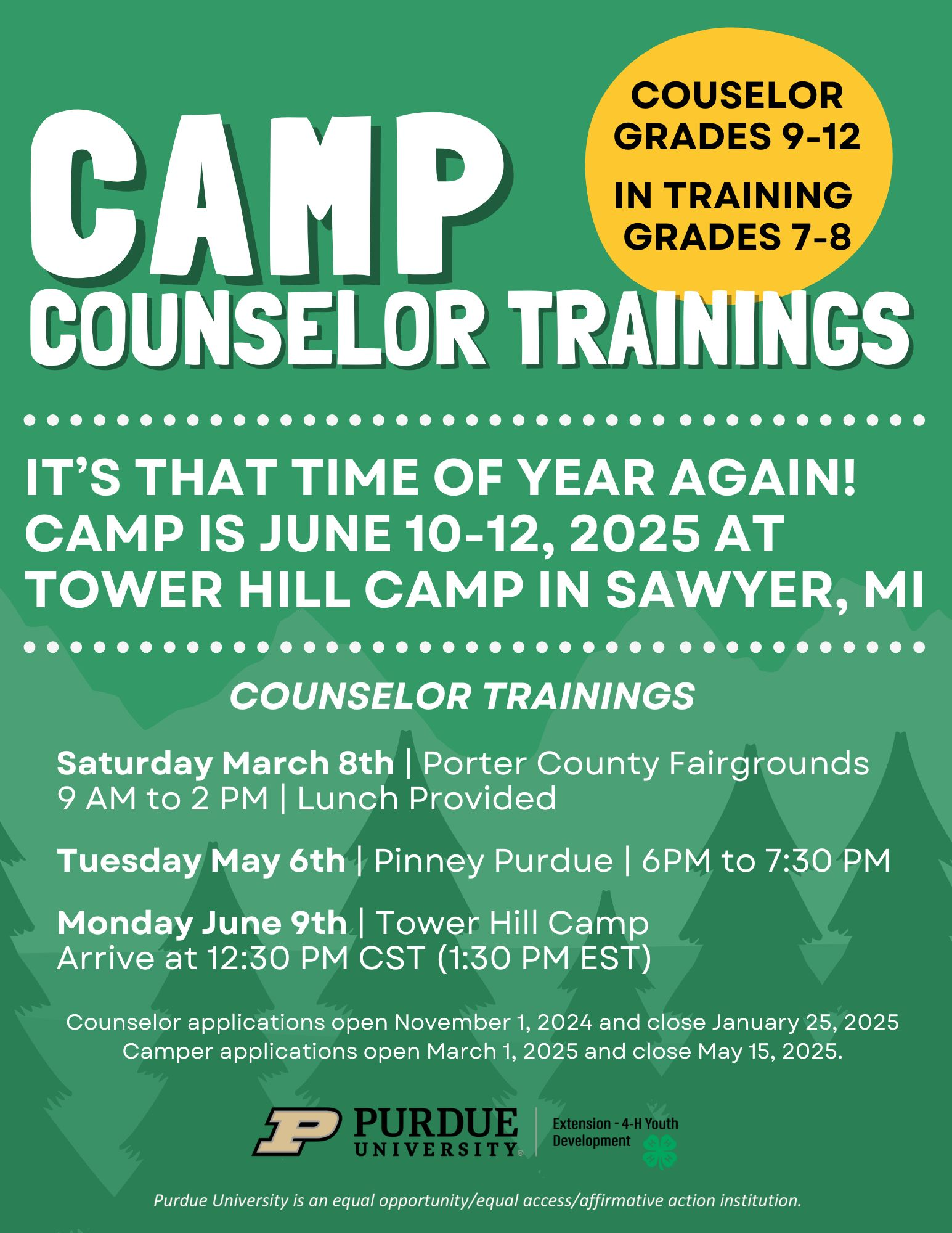 Camp Counselor Trainings – Porter County 4-H Hub
