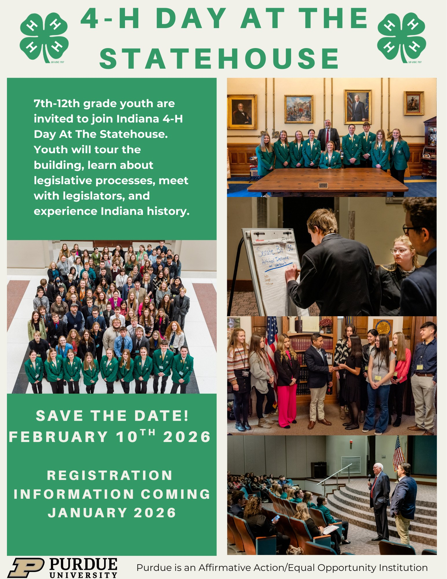 4-H Day at the Statehouse – Porter County 4-H Hub