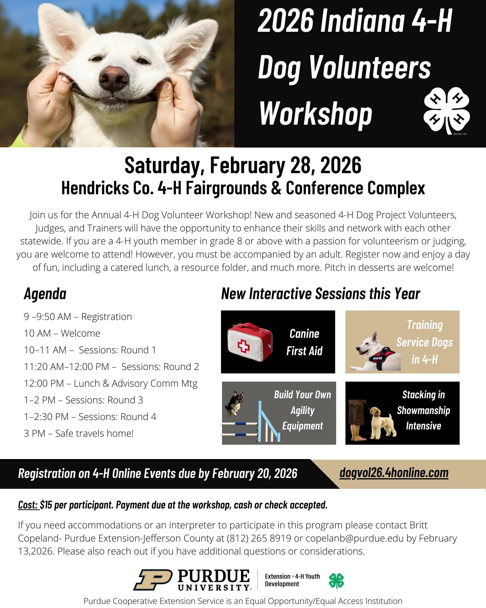 2026 Indiana 4-H Dog Volunteers Workshop – Porter County 4-H Hub