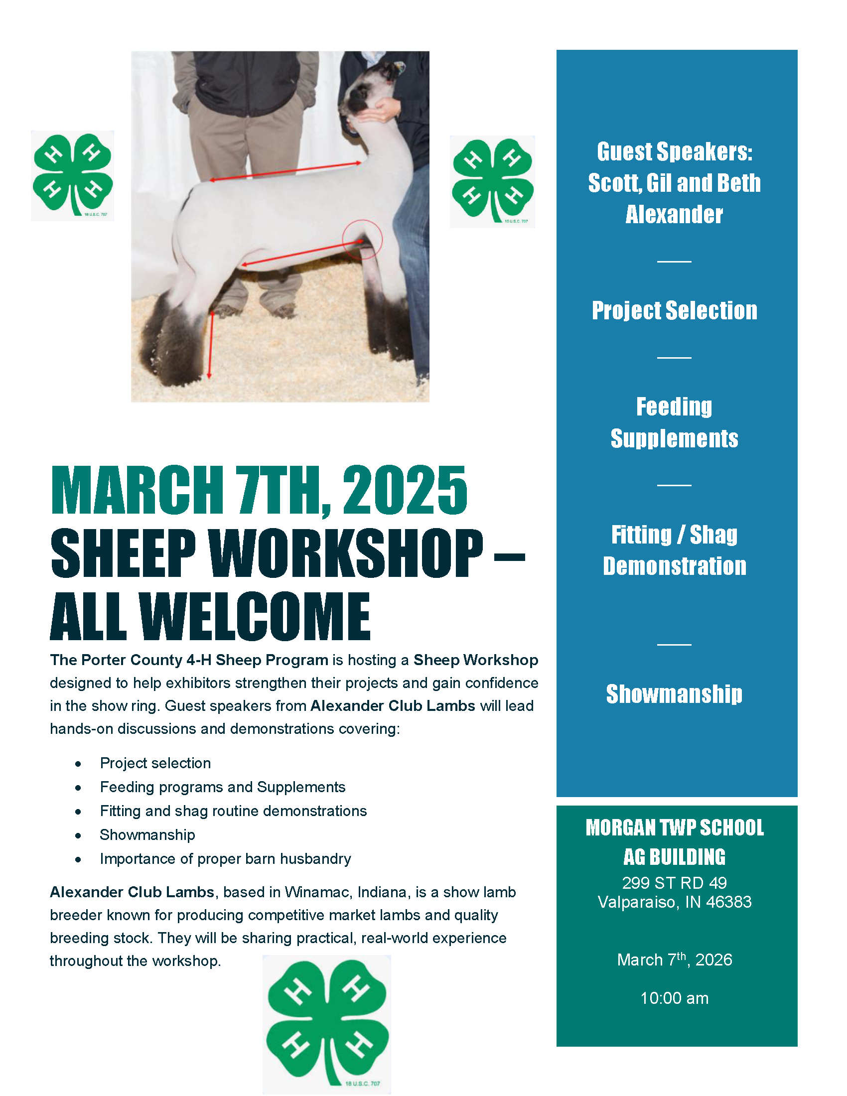Sheep Workshop – Porter County 4-H Hub